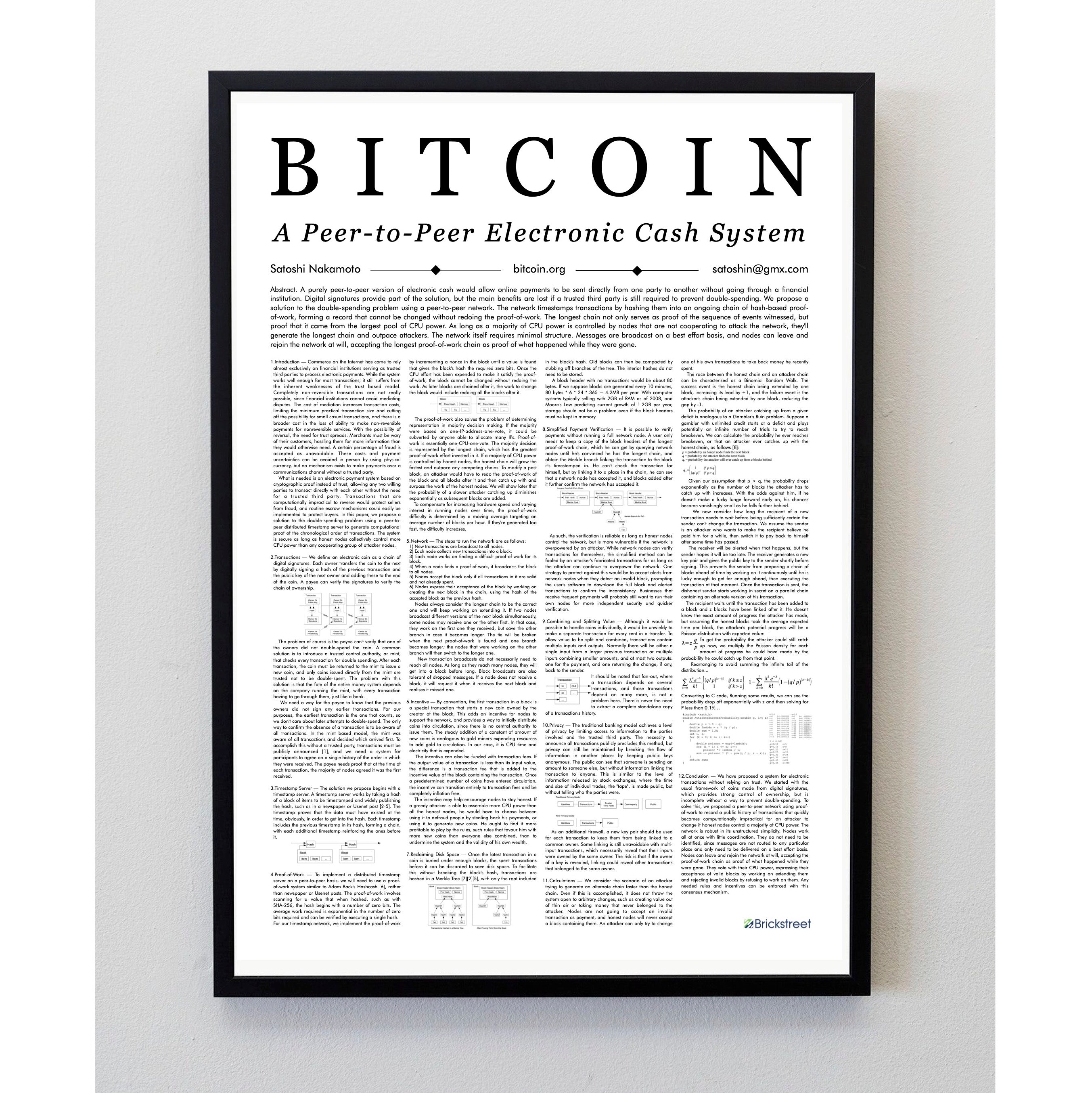 Bitcoin Whitepaper Frame Bitcoin Whitepaper Frame